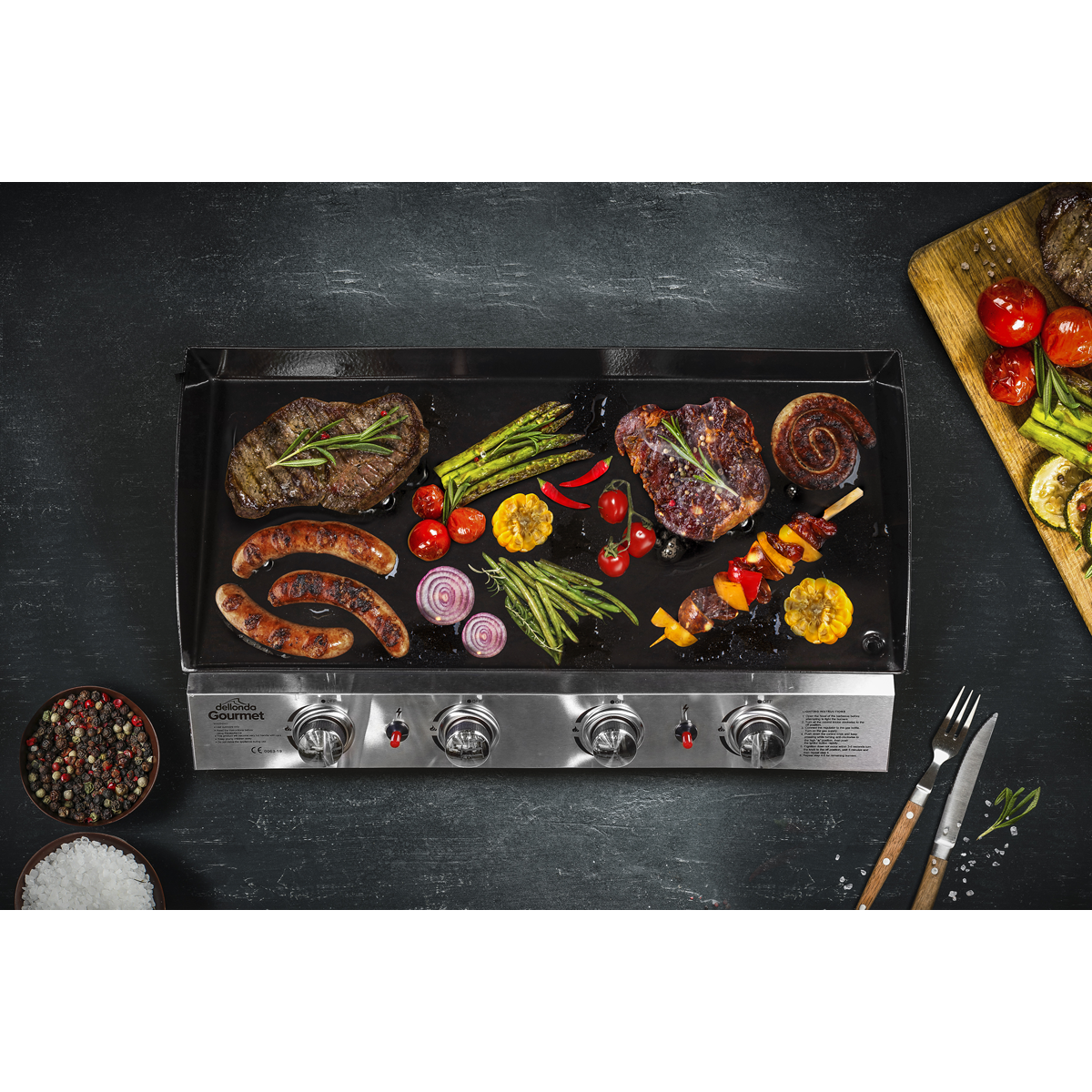4 Burner Gas Plancha Grill BBQ Outdoor Griddle